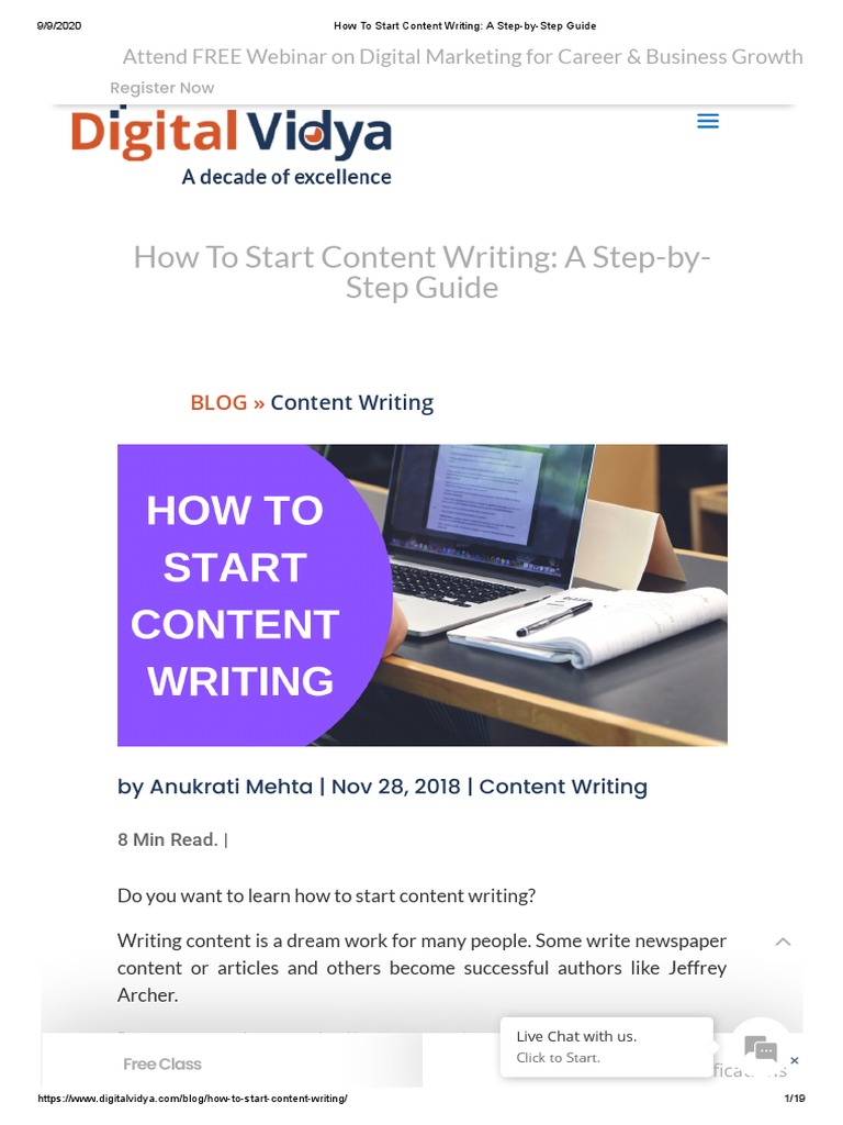 How To Start Content Writing - A Step-By-Step Guide | PDF | Digital ...
