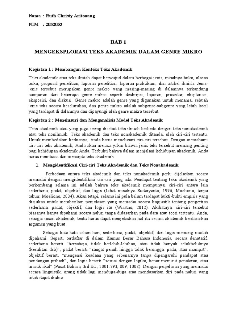Eksplorasi Genre Mikro Teks Akademik | PDF