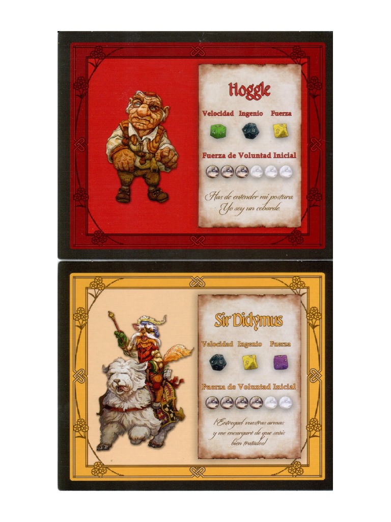 Tarjetas de Personaje Originales 150x130 | PDF