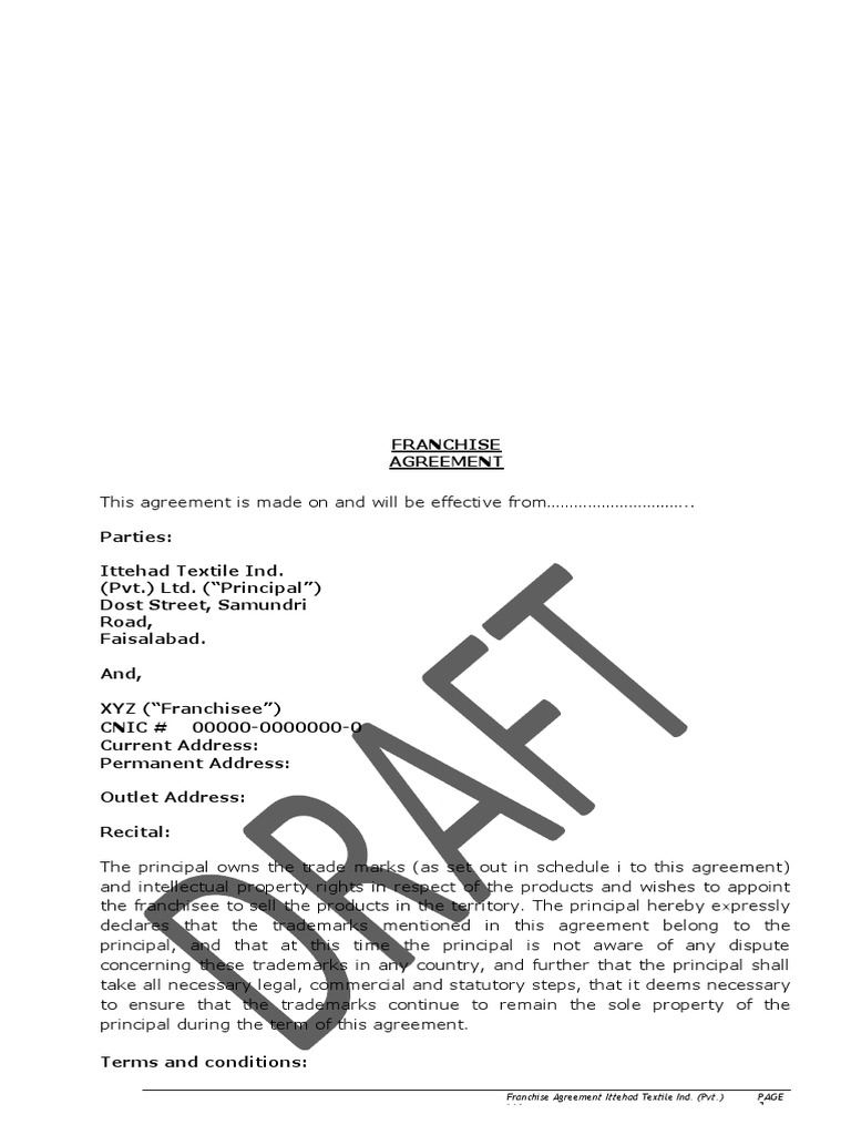 Franchise Agreement Summary | PDF | Franchising | Breach Of Contract