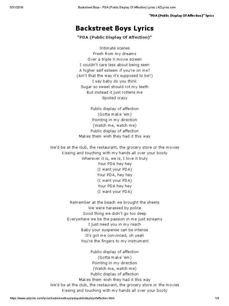 Backstreet Boys PDA Lyrics Explained | PDF