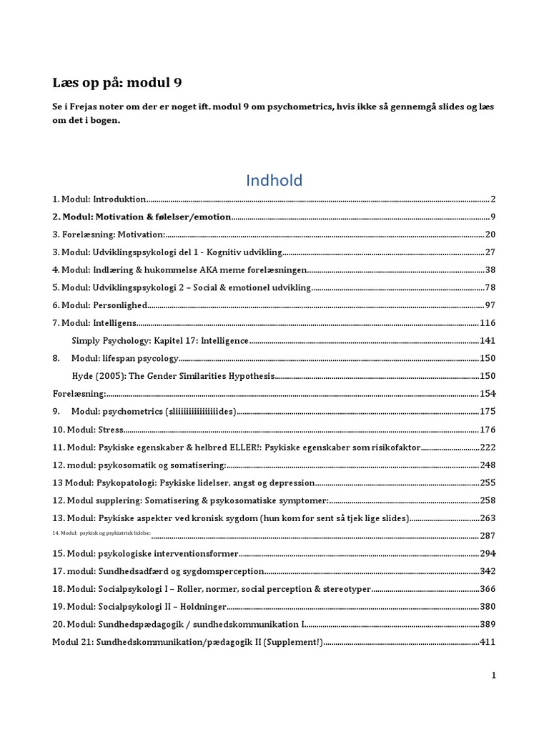 Psyk Noter (Gendannet Automatisk) | PDF