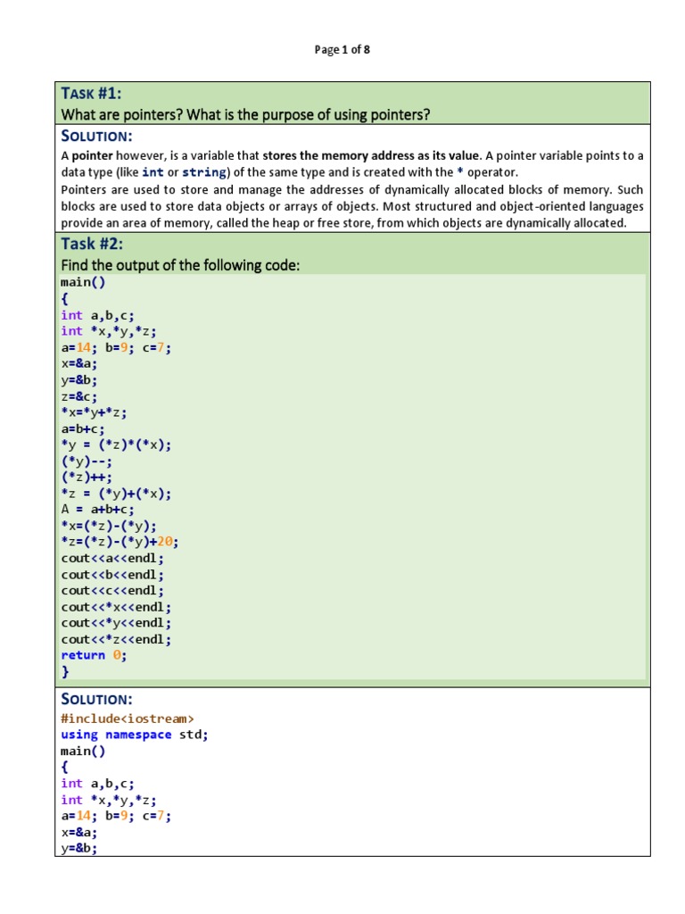 What Are Pointers What Is The Purpose Of Using Pointers Ask Olution Pdf Pointer Computer