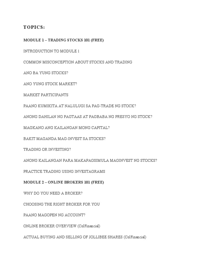 Topics:: Module 1 - Trading Stocks 101 (Free) | PDF | Technical ...