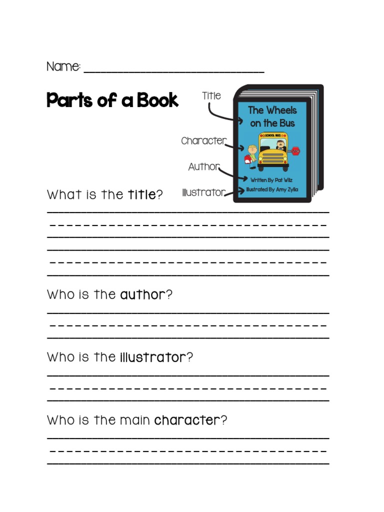 Book Parts Identification Worksheet | PDF