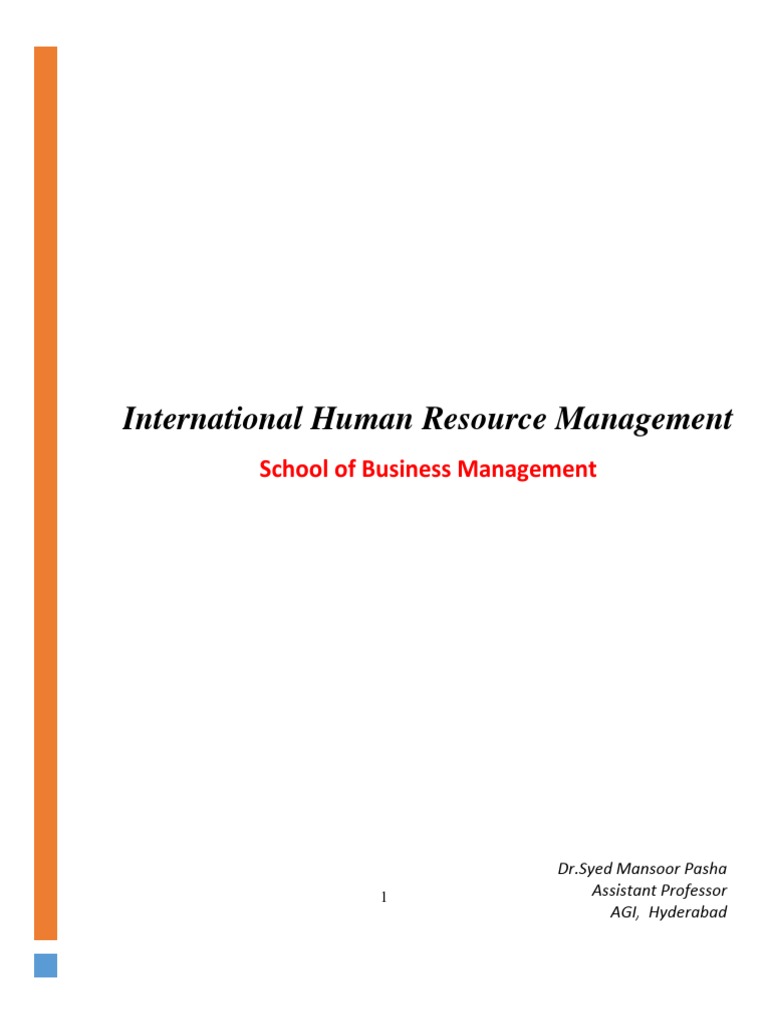 International Human Resource Management: School of Business Management ...