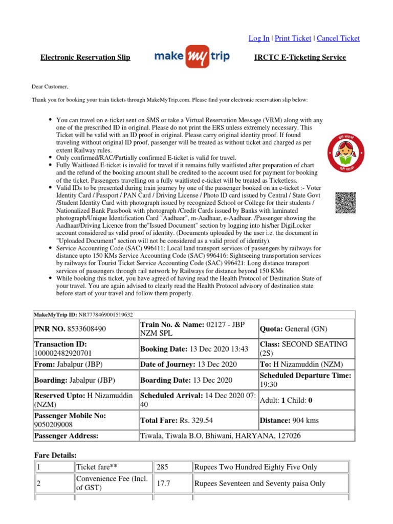 Log in Print Ticket Cancel Ticket: Dear Customer | PDF | Identity ...