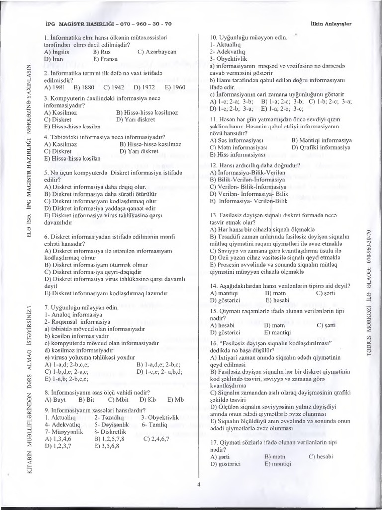 İPG Informatika Test | PDF