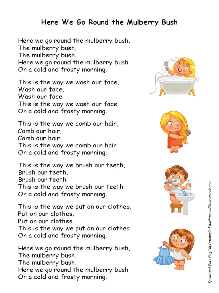Here We Go Round The Mulberry Bush Original Lyrics in English and ...