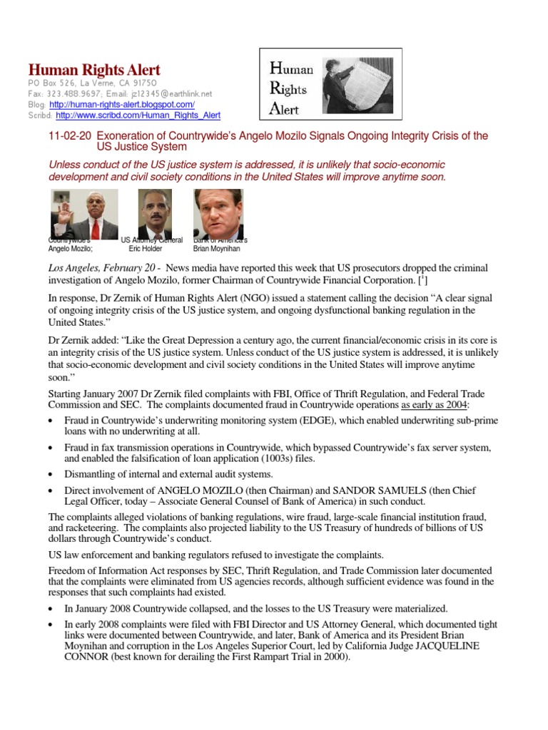 11-02-20 Exoneration of Countrywide's Angelo Mozilo Signals Ongoing ...