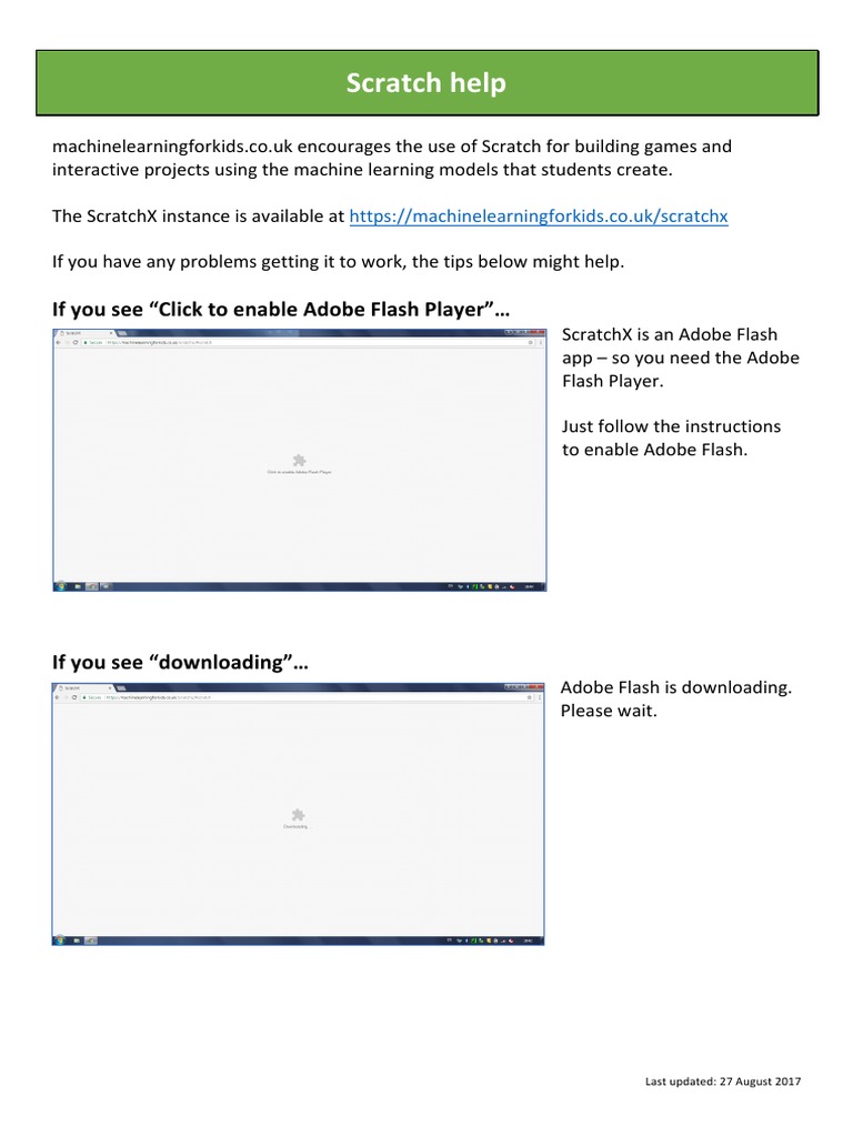 ScratchX Flash Player Setup Guide | PDF | Scratch (Programming Language) | Adobe Flash