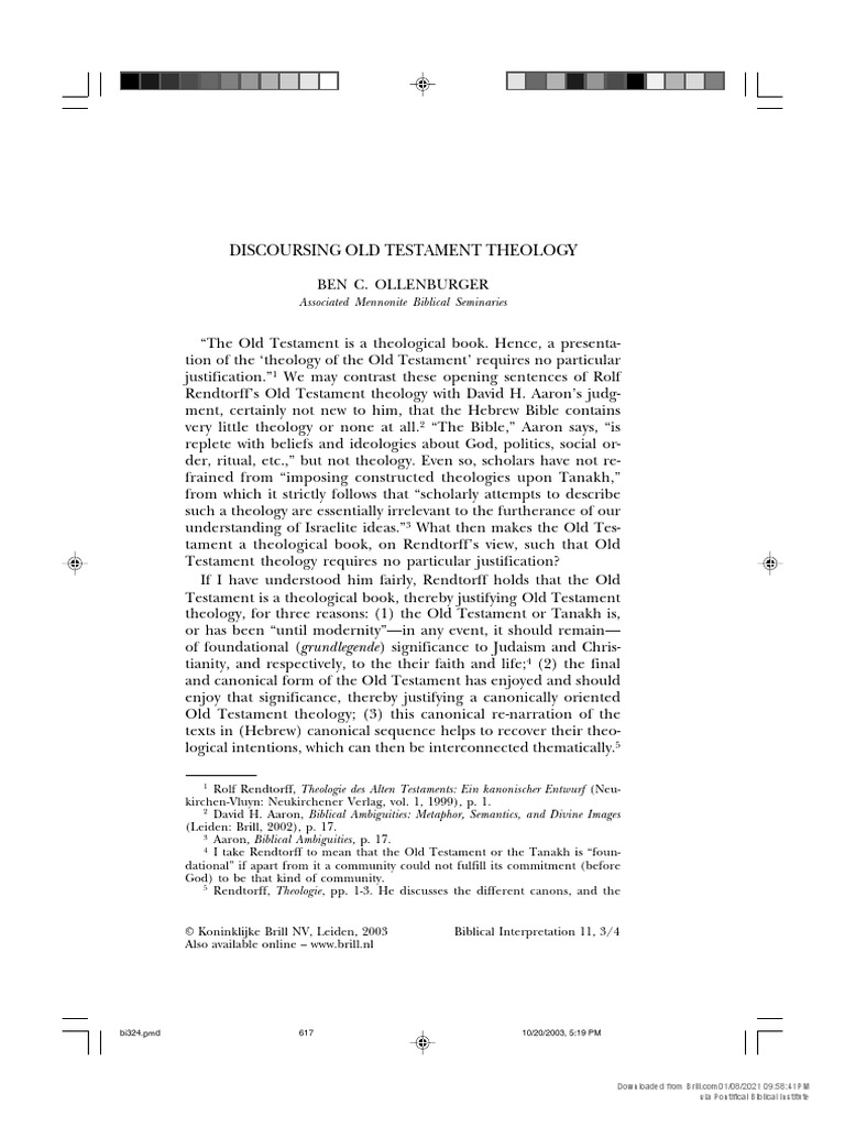 (15685152 - Biblical Interpretation) Discoursing Old Testament Theology ...