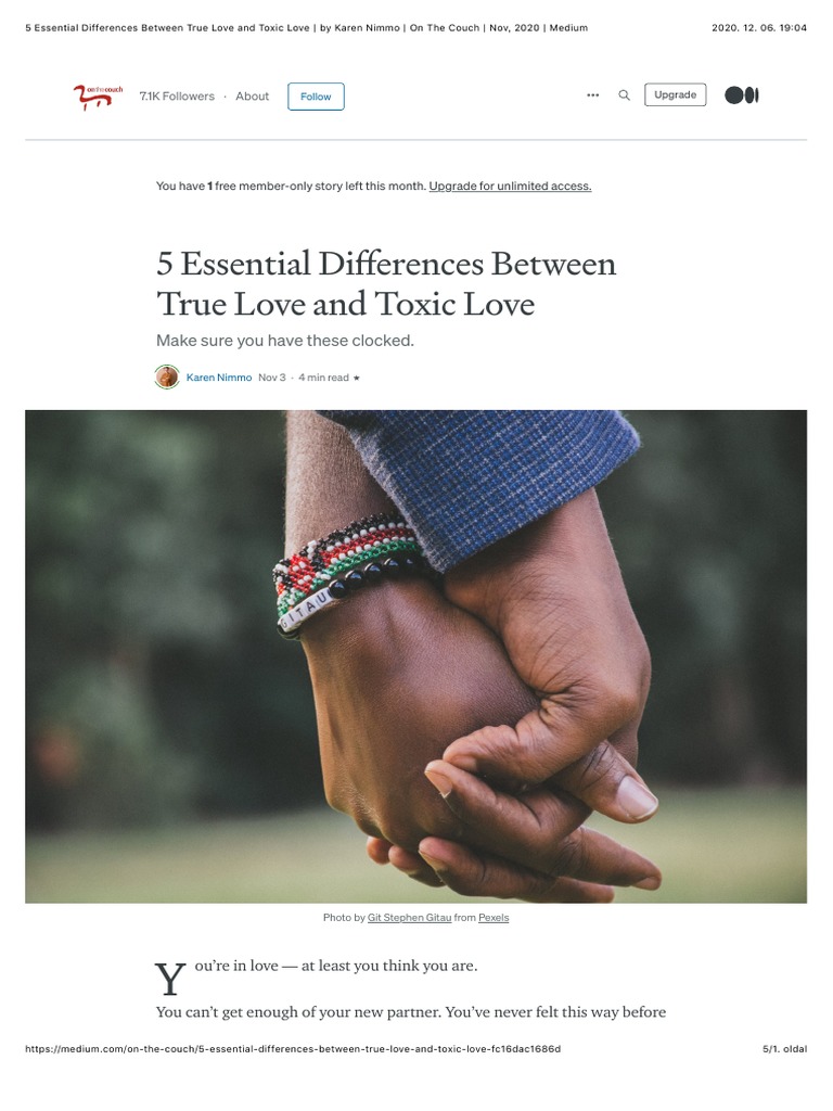 5 Essential Differences Between True Love and Toxic Love - by Karen ...