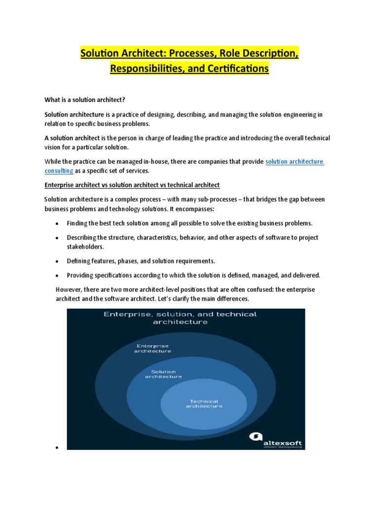Solution Architect: Processes, Role Description, Responsibilities, and ...