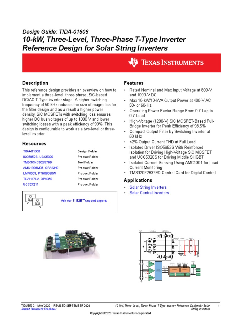 10-kW, Three-Level, Three-Phase T-Type Inverter Reference Design For ...