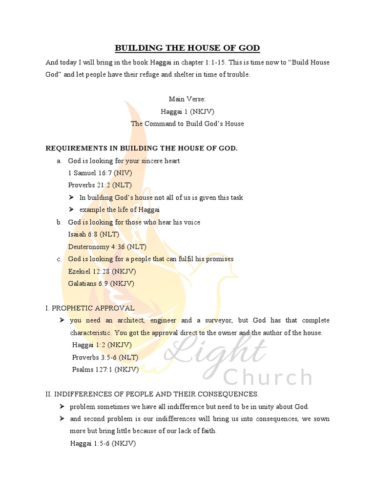 Building God's House: Haggai Insights | PDF | Book Of Genesis | Glory ...