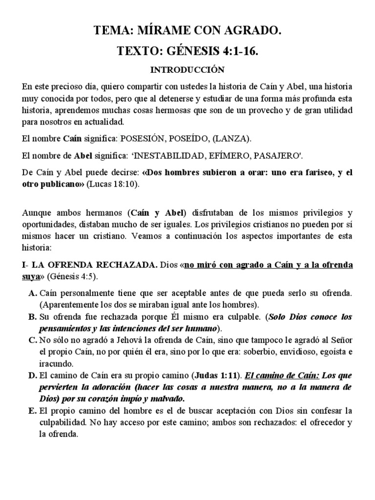La Ofrenda de Caín y Abel: Reflexiones | PDF | Pecado | Misericordia