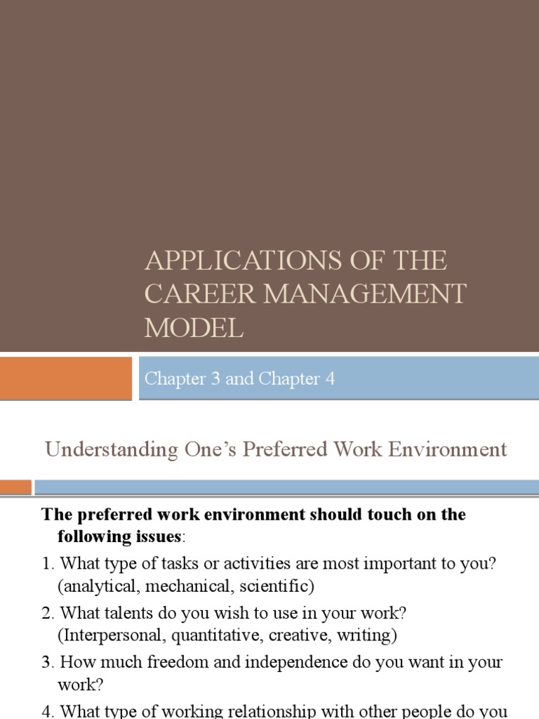 Chap 3 - Applications of The Career Management Model | PDF | Goal ...