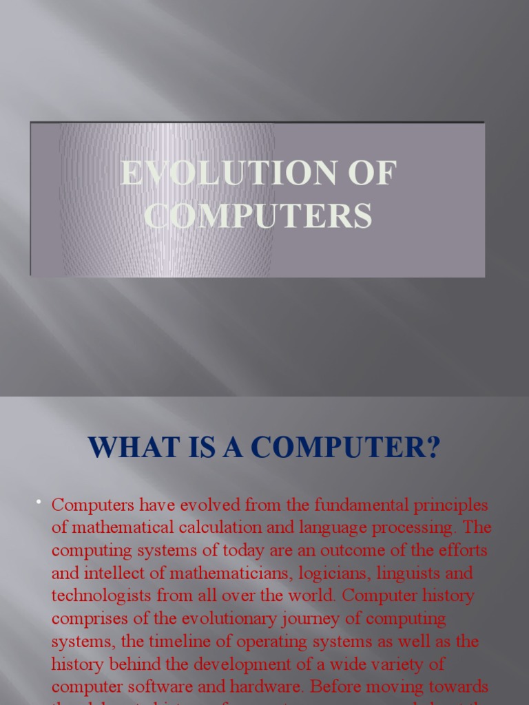 Evolution of Computers | PDF | Microprocessor | Integrated Circuit