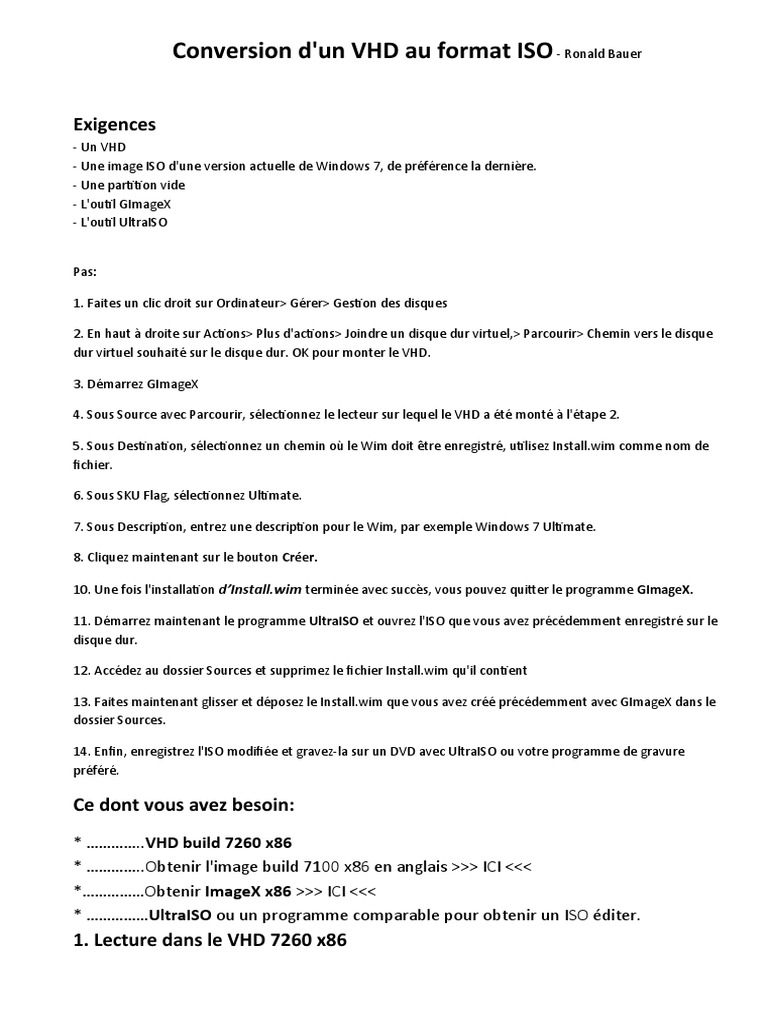 Conversion VHD en ISO | PDF | Clé USB | Microsoft Windows