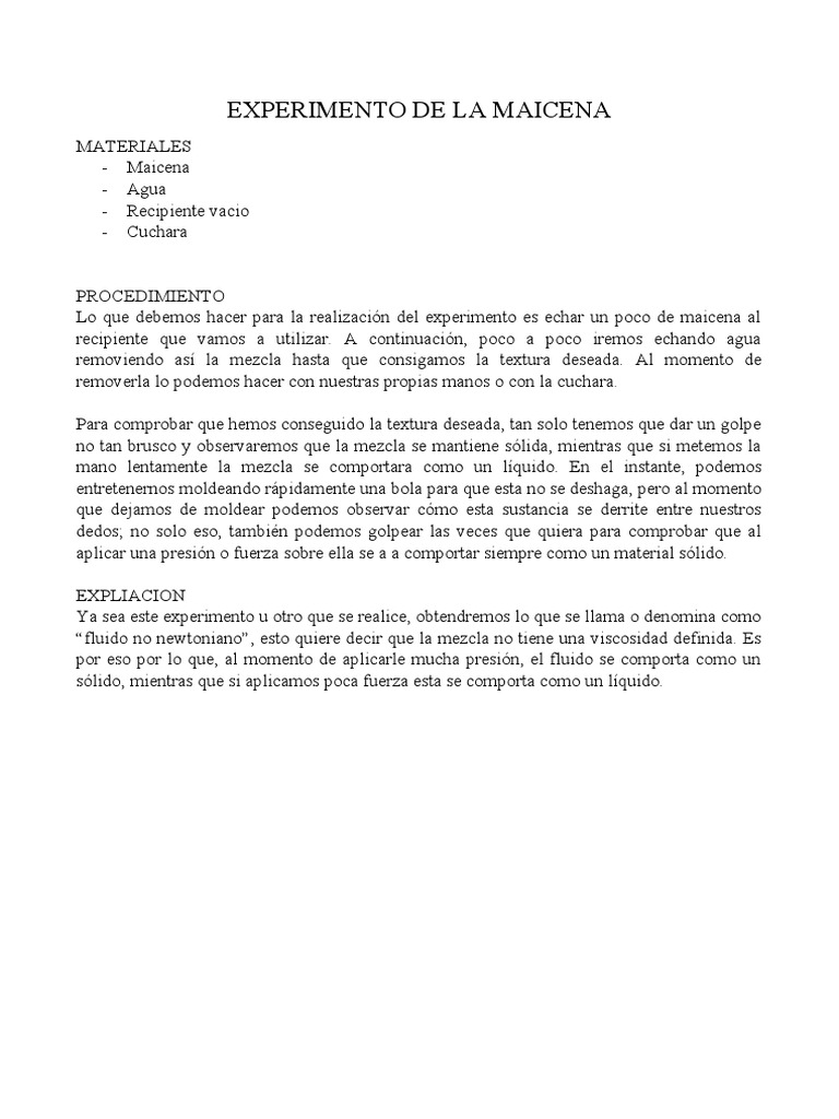 Experimento de La Maicena | PDF
