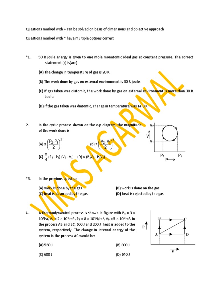 THERMODYNAMICS - Level 3 WITH ANSWERS | PDF | Gases | Temperature