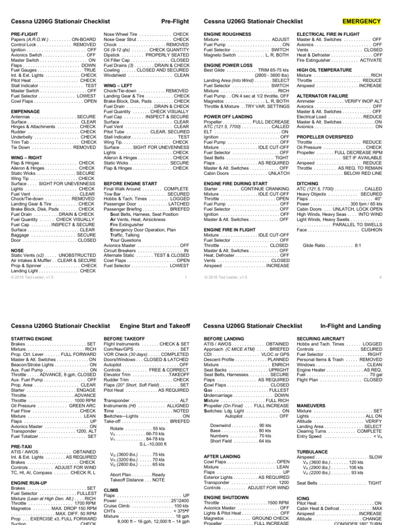 Cessna U206G Stationair Checklist Pre-Flight Cessna U206G Stationair ...