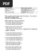 Word Order in Questions | PDF | Question | Verb