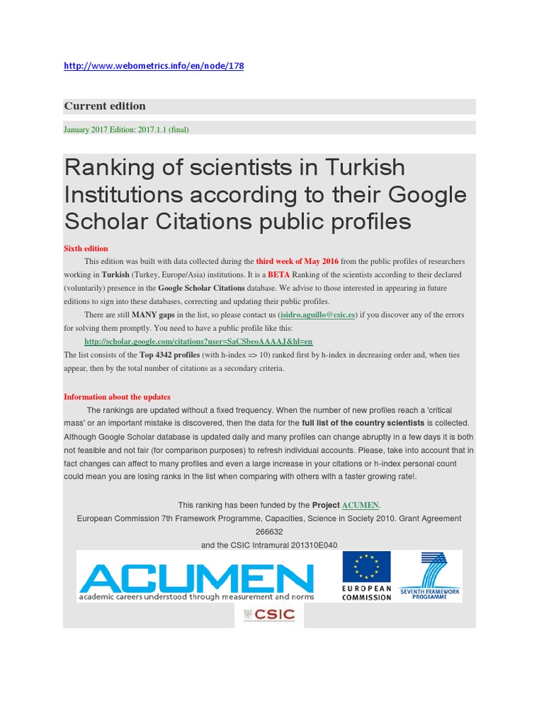 Ranking of Scientists in Turkish | PDF | Science And Technology | Ramadan