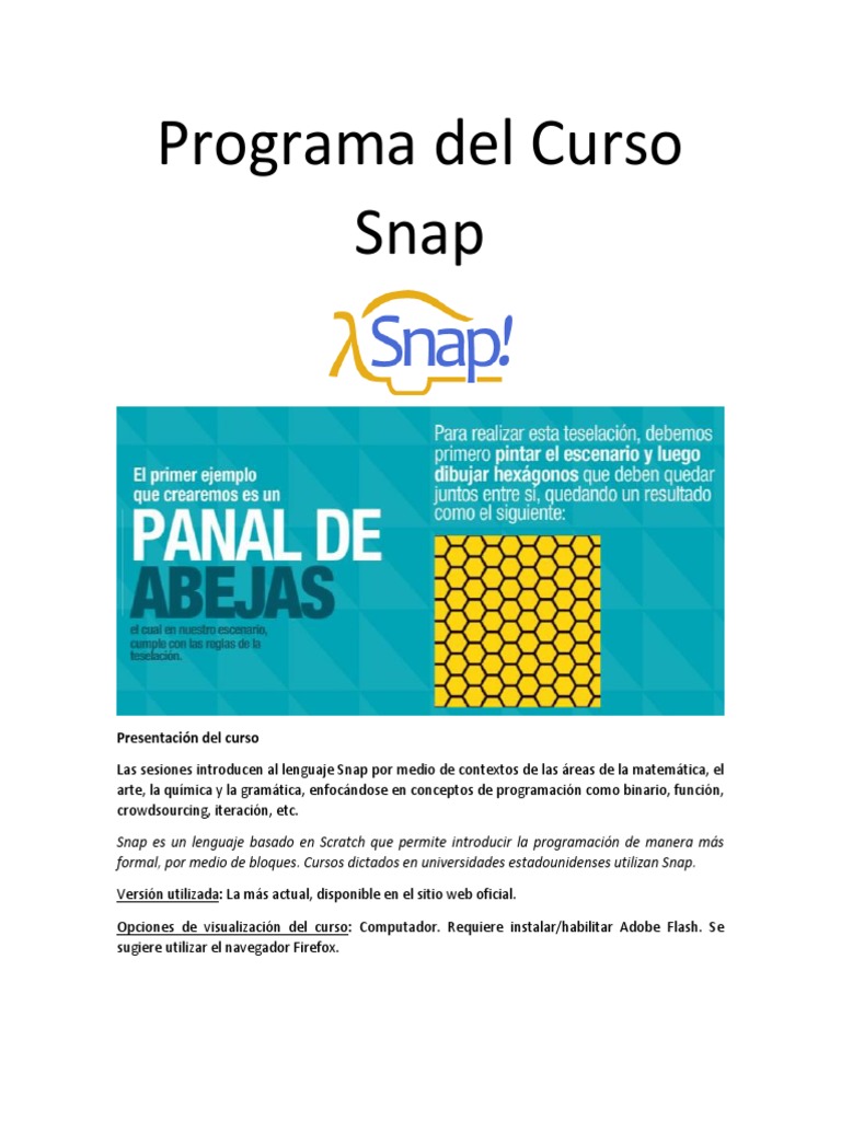 Programa Curso Snap | PDF | Scratch (lenguaje de programación ...