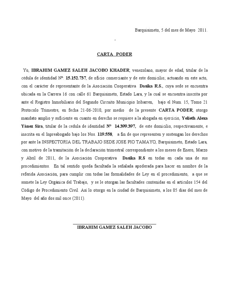 Carta Poder | PDF | Venezuela | Justicia