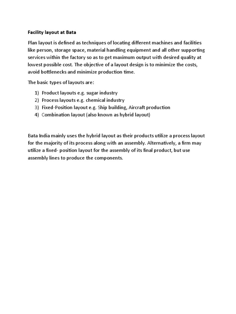 Facility Layout at Bata - Manan | PDF | Computers | Technology ...