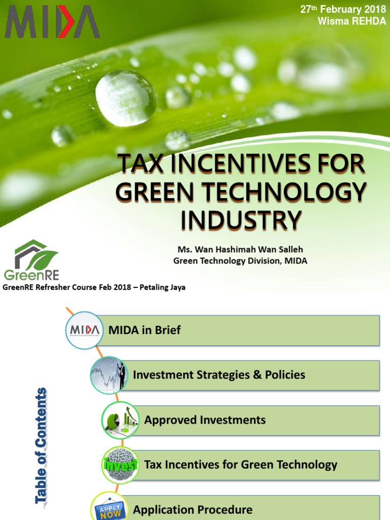 Slide Tax Incentives For Green Technology Industry 27 Feb 2018 | PDF ...