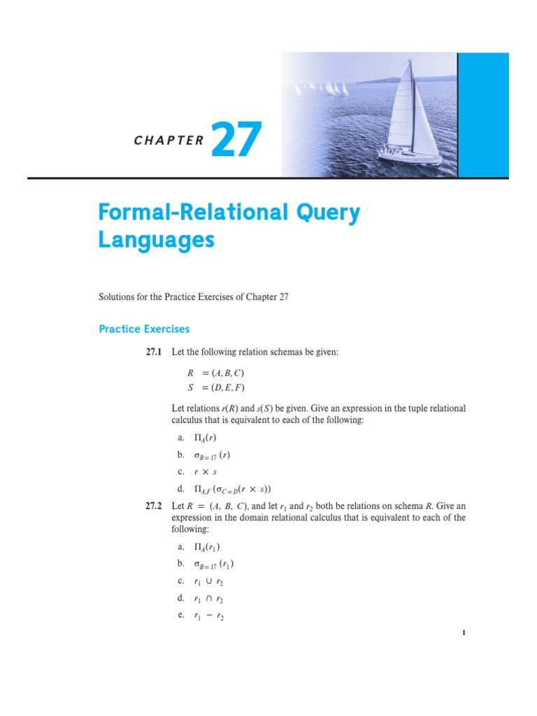 Formal Relational Query Languages Practice Exercises Pdf Relational Model Data Model