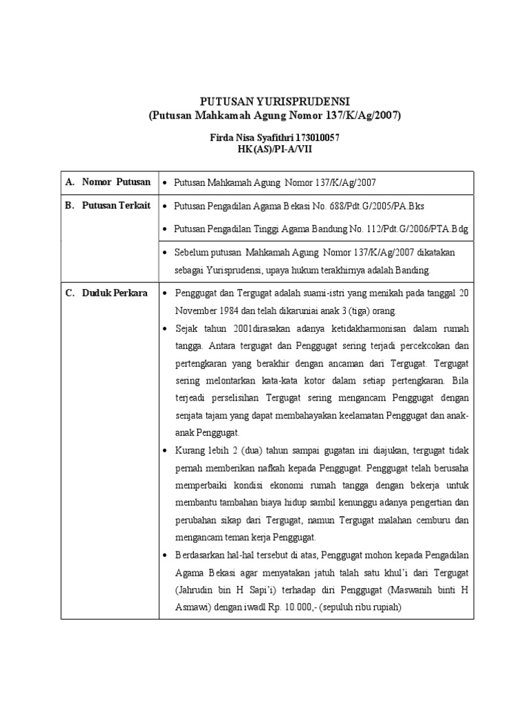 Analisis Putusan Yurisprudensi | PDF