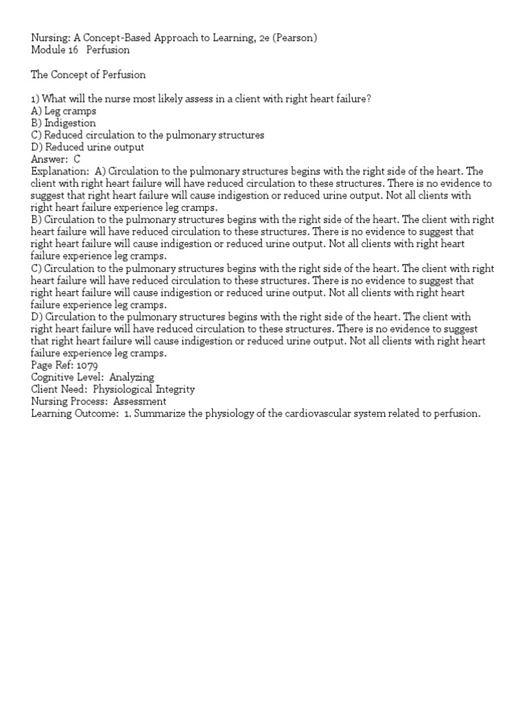 Perfusion - Nursing Test Questions | PDF | Cardiac Muscle | Heart