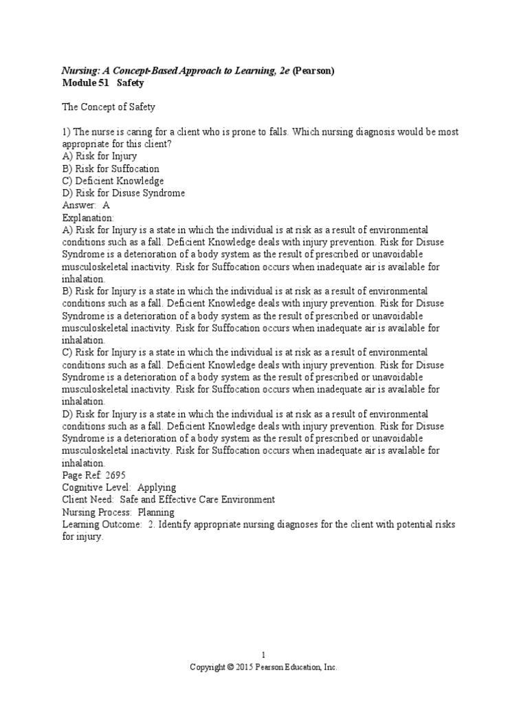 Safety - Nursing Test Questions | PDF | Patient Safety | Prenatal ...