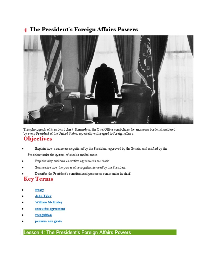 President's Powers in Foreign Affairs | PDF | Treaty | Presidents Of ...