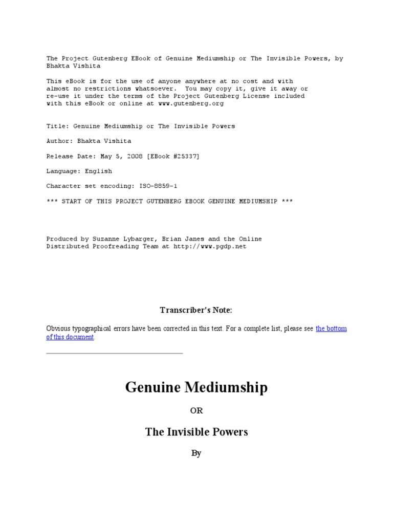 Genuine Mediumship | PDF | Mediumship | Senses