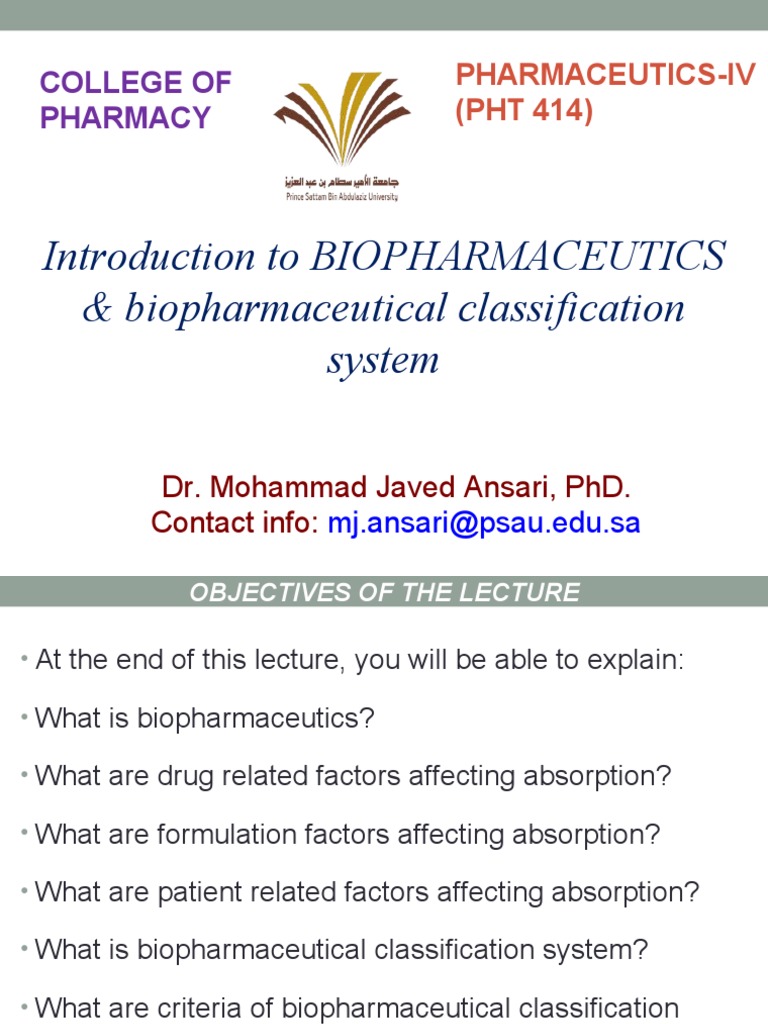 Introduction To BIOPHARMACEUTICS & Biopharmaceutical Classification ...
