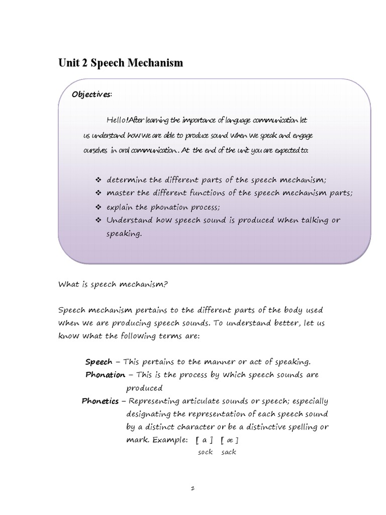 Unit 2 - Speech Mechanism | PDF | Larynx | Speech