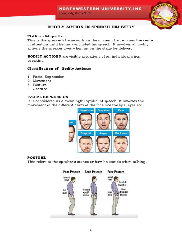 Bodily Actions in Speech Delivery | PDF | Gesture | Hand