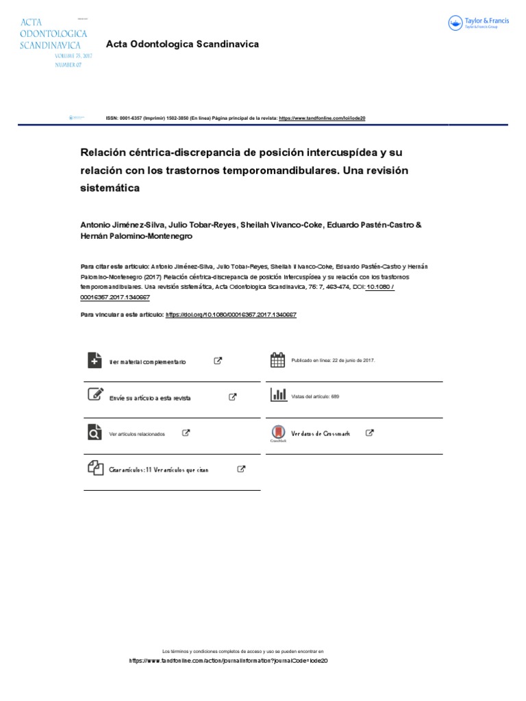ARTICULO - Centric Relation Intercuspal Position Discrepancy and Its ...