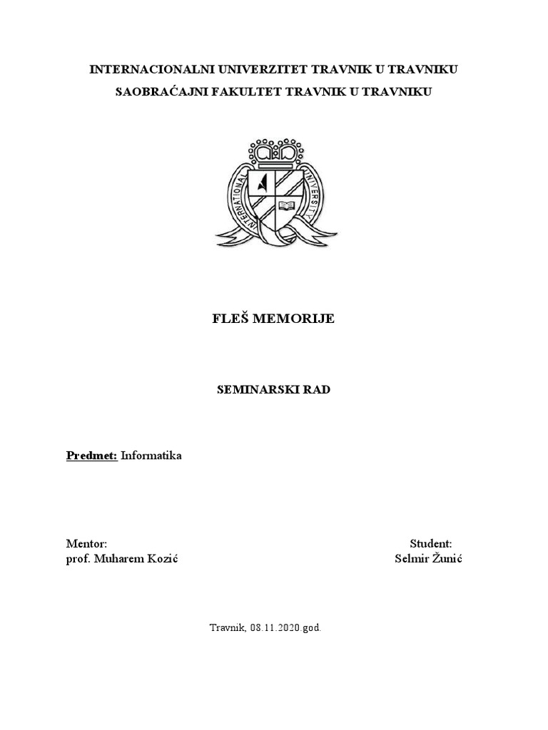Seminarski Rad - Fles Memorije INFORMATIKA | PDF