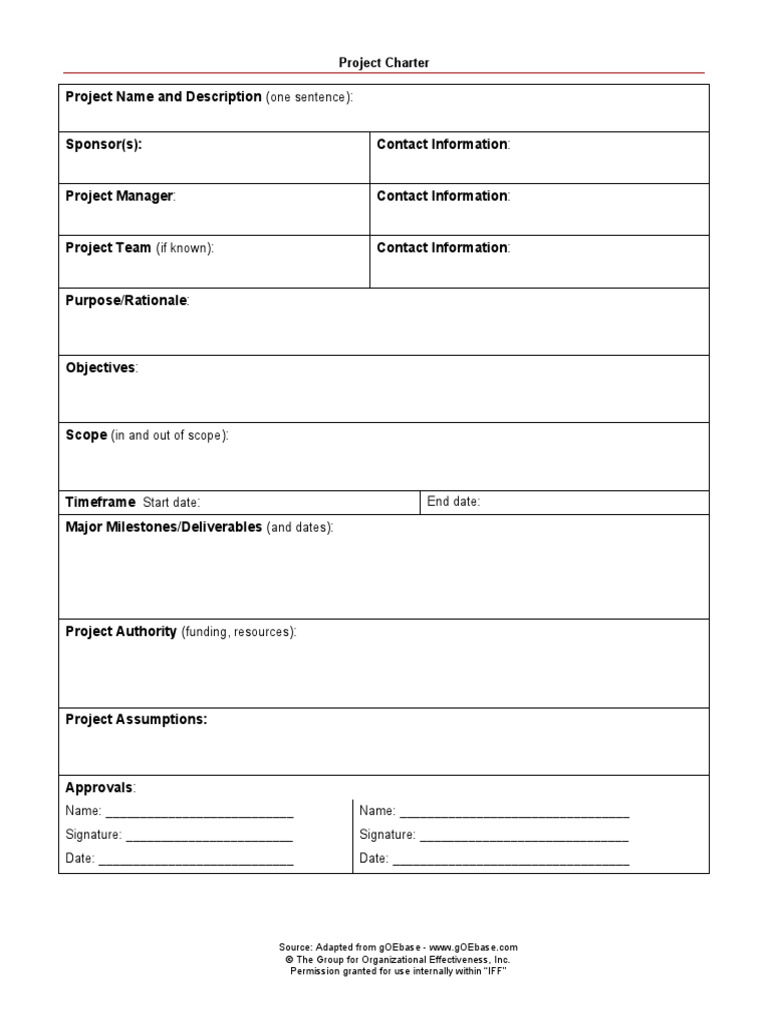 Project Charter Template | PDF