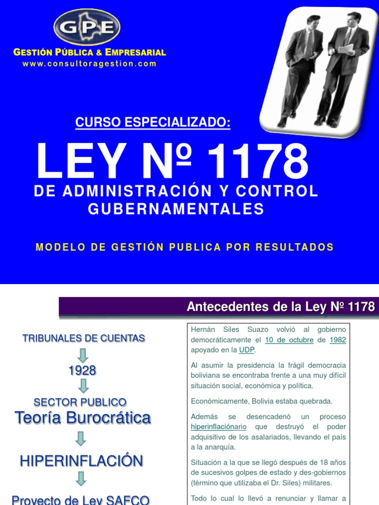 Diapositivas LEY 1178 | PDF | Presupuesto | Contabilidad