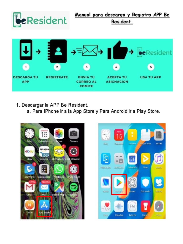 Manual Para Descarga Y Registro App Be Resident Pdf