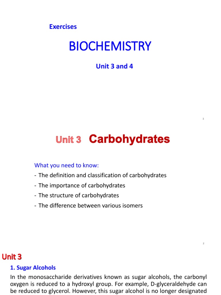 Unit 3&4 Exercises Biochemistry 17.11.20 | PDF | Fructose | Carbohydrates