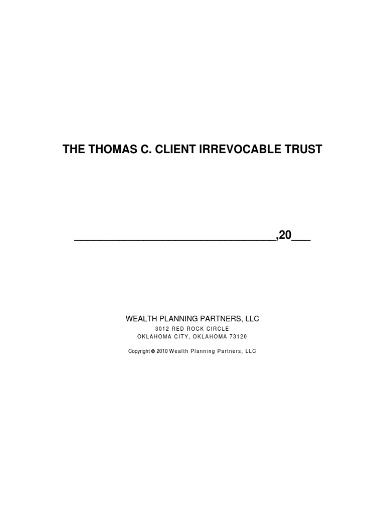 WDX Irrevocable Trust Sample | PDF | Trust Law | Trustee