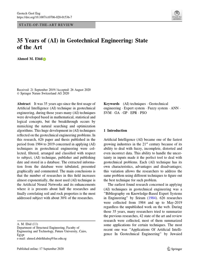 35 Years of (AI) in Geotechnical Engineering State of The Art | PDF ...